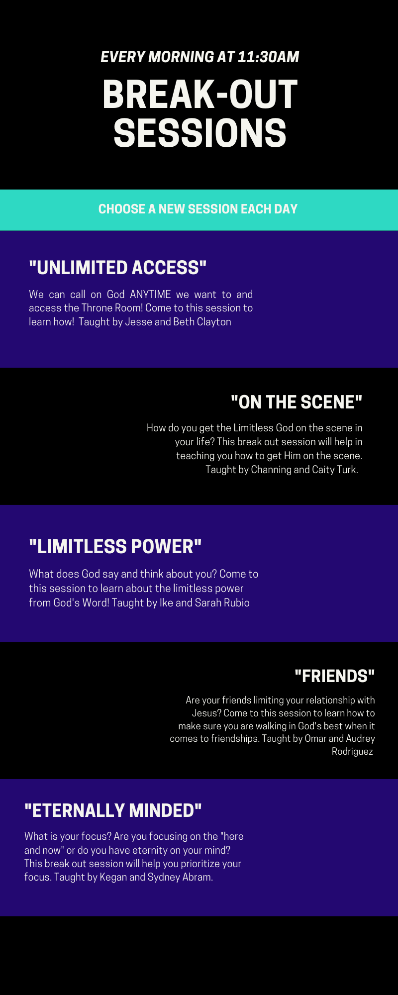 Break-Out Sessions – Lit Student Ministry